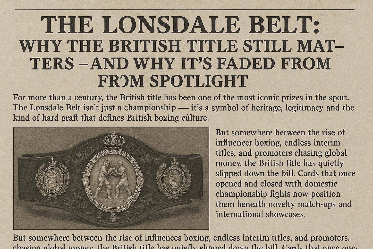 The Lonsdale Belt: The History of the British Title in Boxing